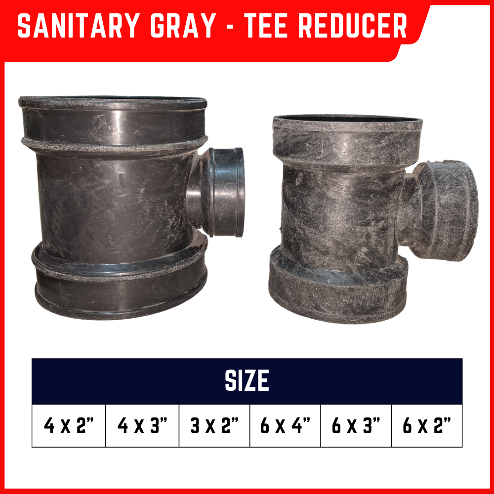 Sanitary PVC Fittings Gray Tee Reducer (Sizes: 6X4", 6X3",6X2") Sold ...