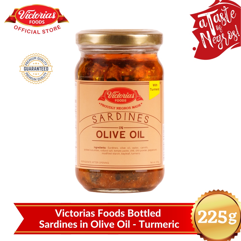 Victorias Foods Bottled Sardines in Olive Oil - Turmeric 225g | Lazada PH