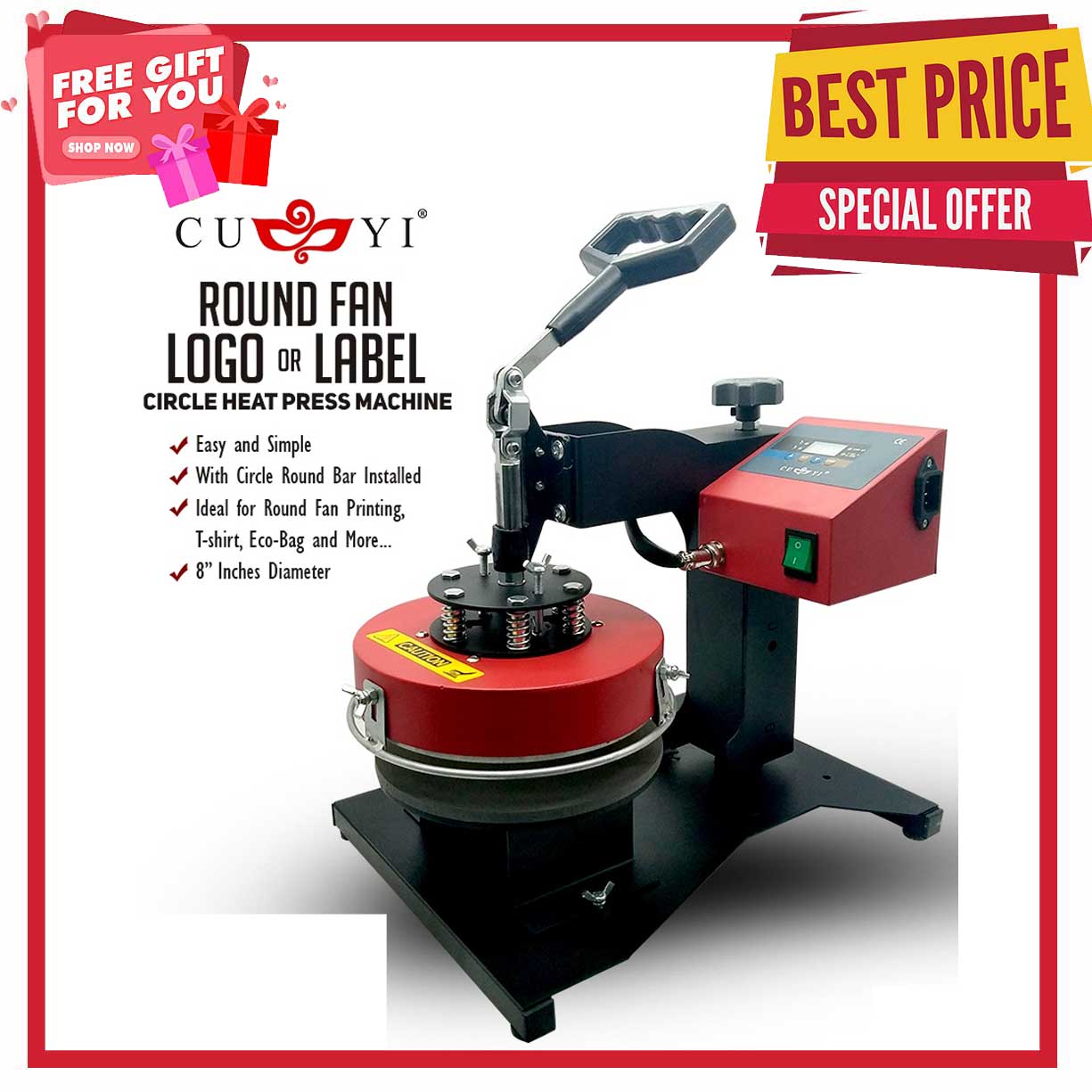 Cuyi 6X6 CIRCLE LOGO Digital Heat Press Machine | Lazada PH