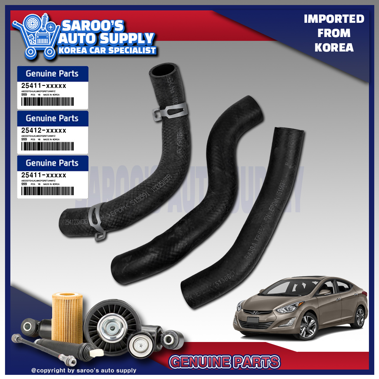 [Genuine] Radiator Hose Set For Hyundai Elantra (11-16) , GAS ...