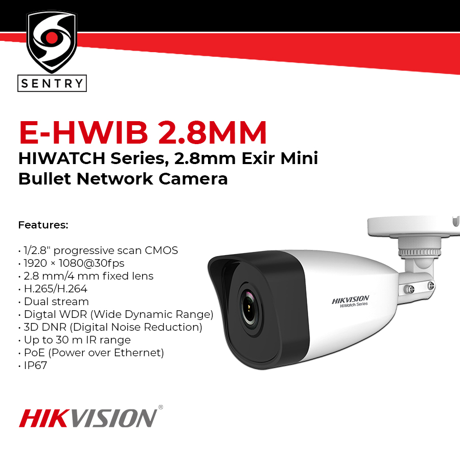 HIKVISION E-HWIB 2.8MMECO HI-WATCH Series Mini Bullet Network Camera ...