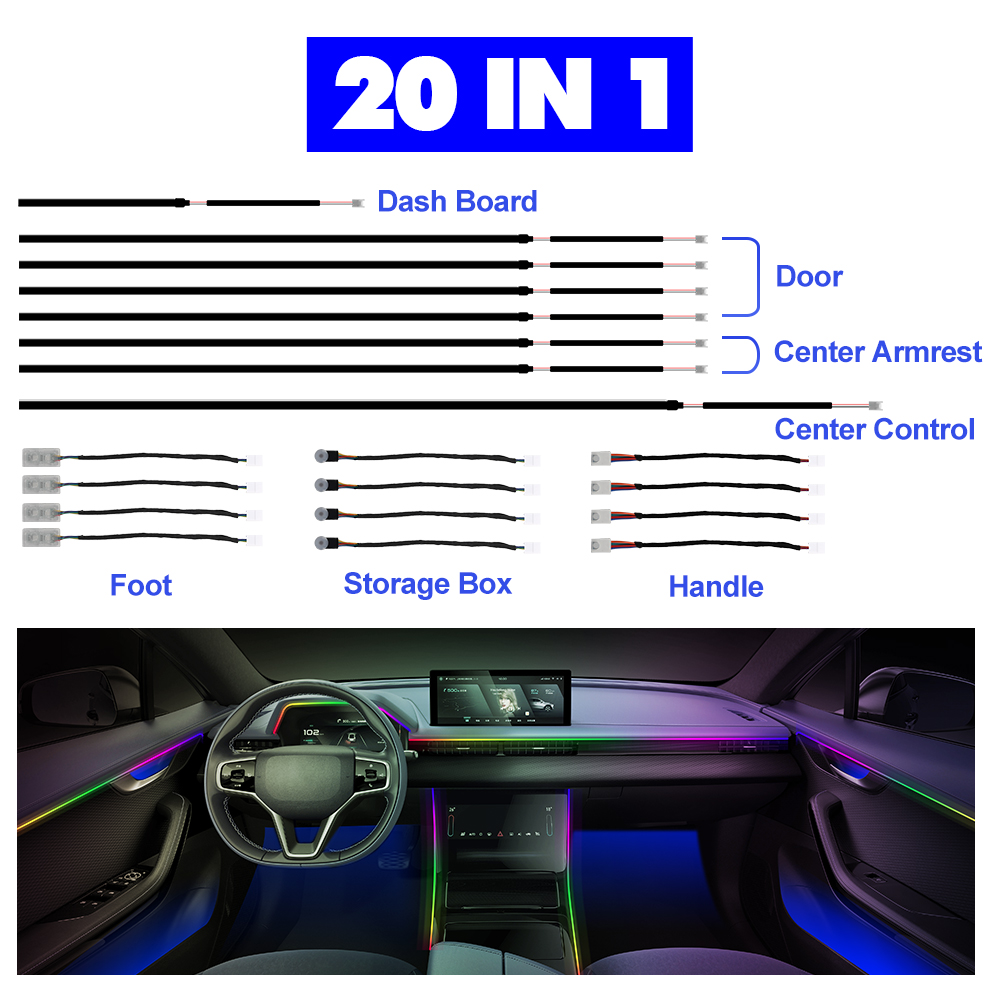 Symphony Full Color Car Interior Light Dual Zone LED Strip Accessories ...