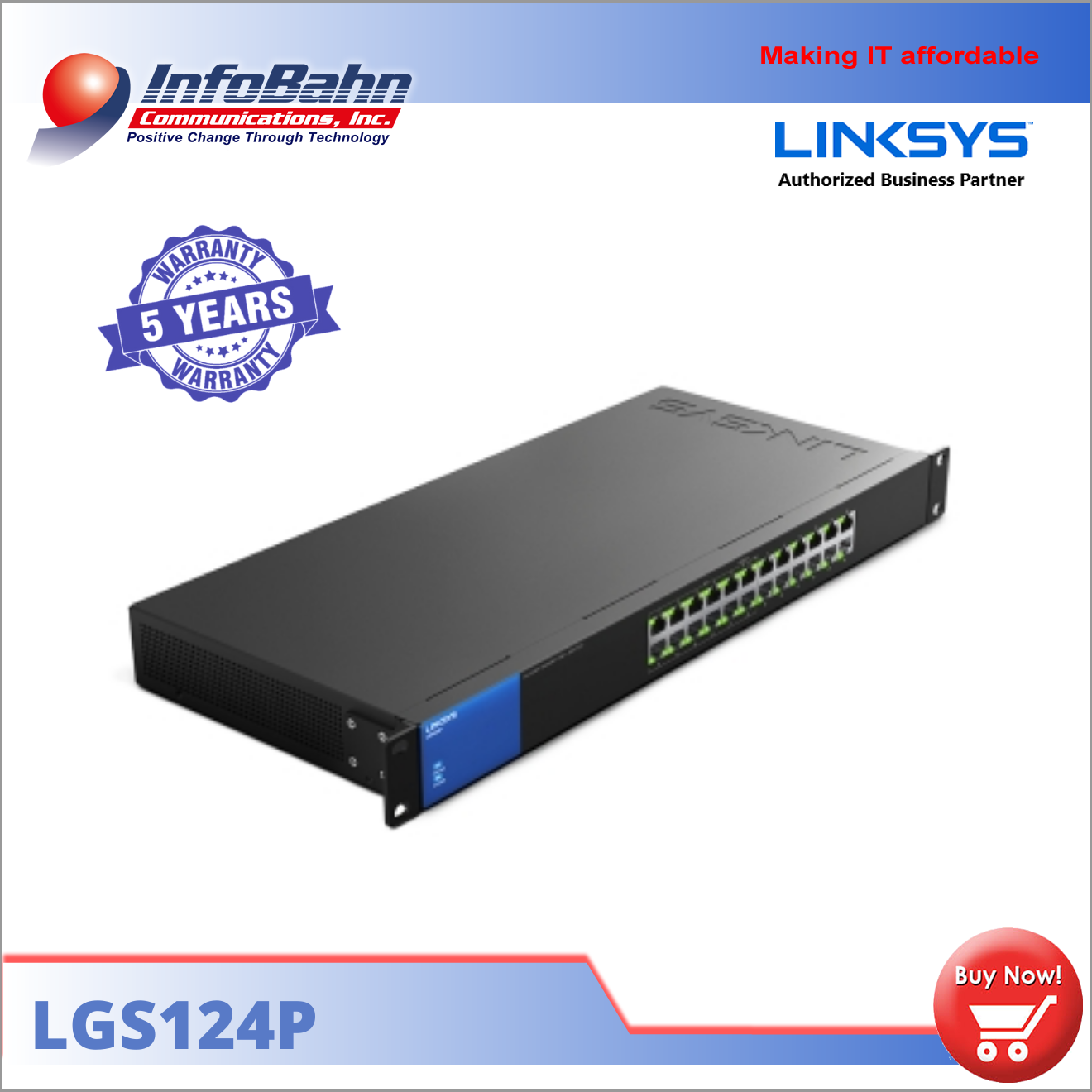 Linksys 24-Port Business Gigabit PoE+ Switch LGS124P (LGS124P-AP) I ...