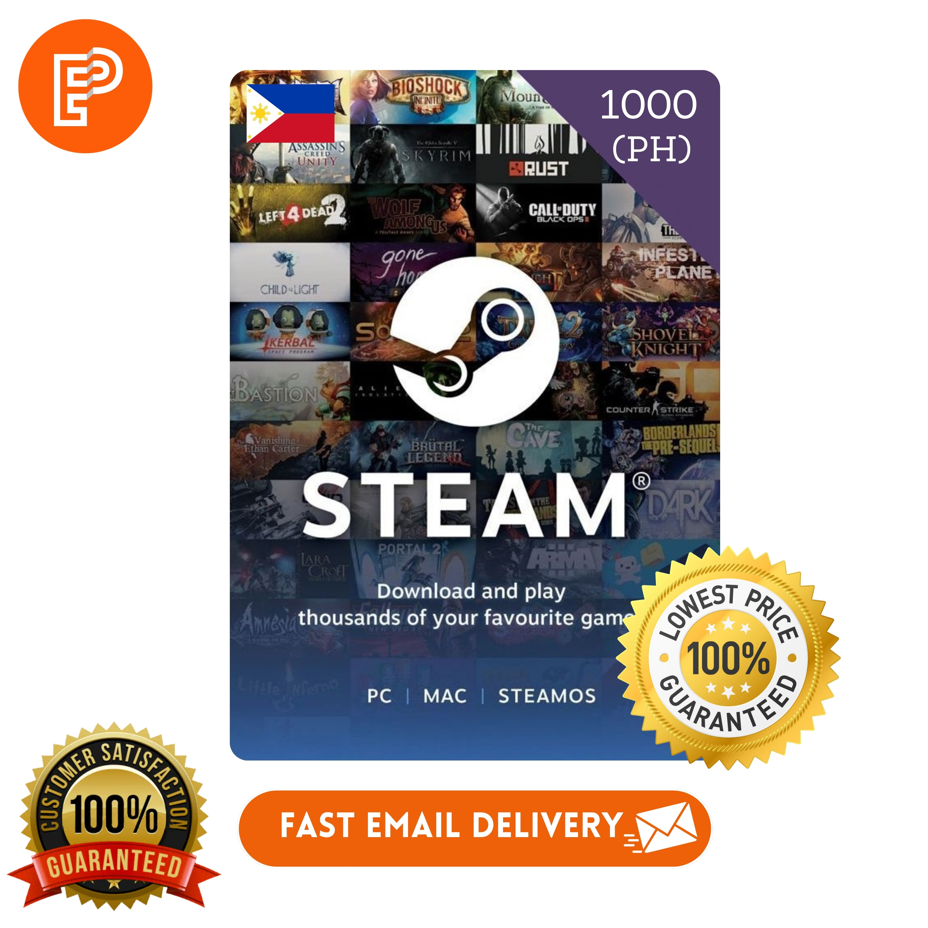 Steam Wallet Code (PH) 2200, 1000, 800, 500, 250, 100, 50 Denomination ...
