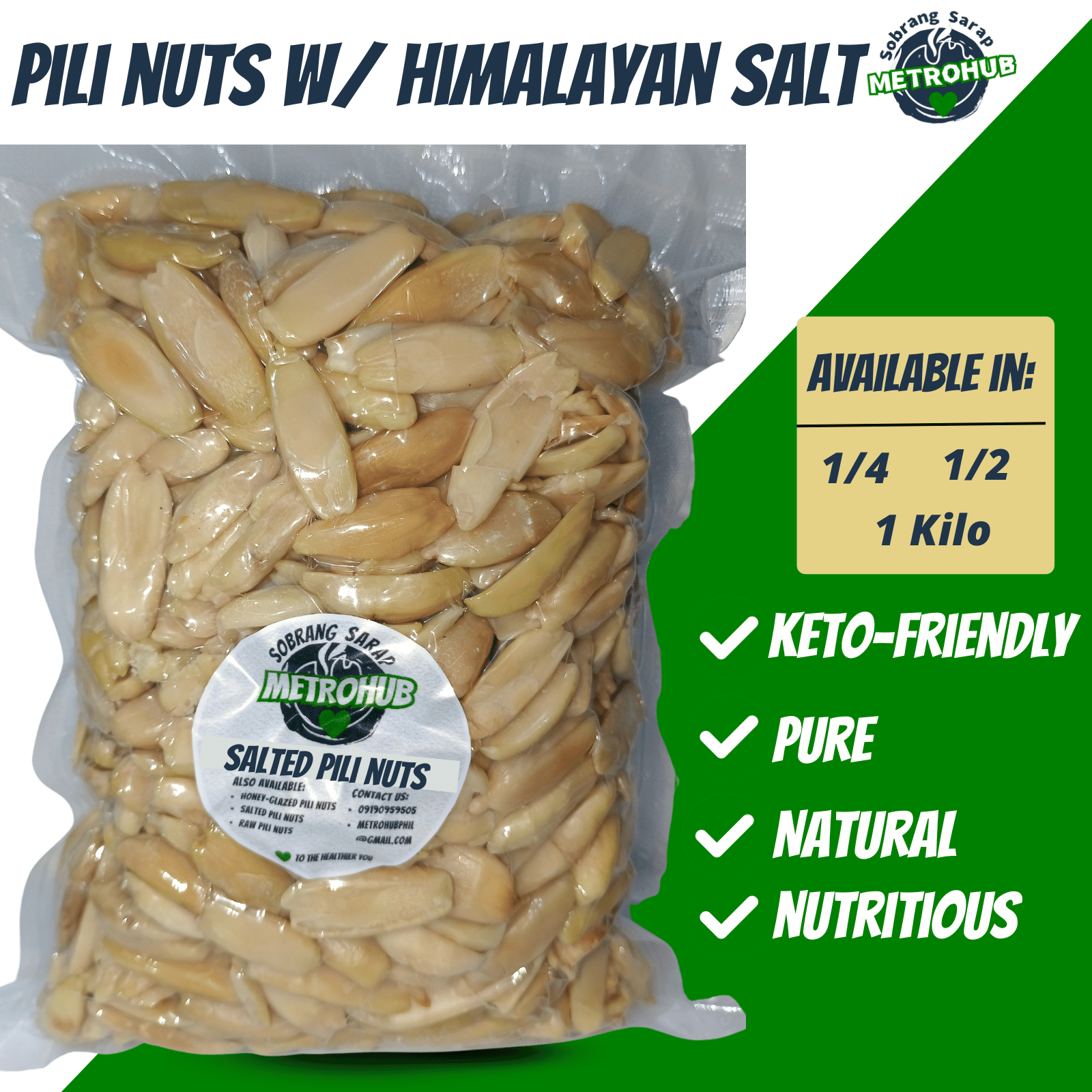 Salted Pili Nuts Himalayan Salt Vacuum Sealed Delicious and No Oil, No ...