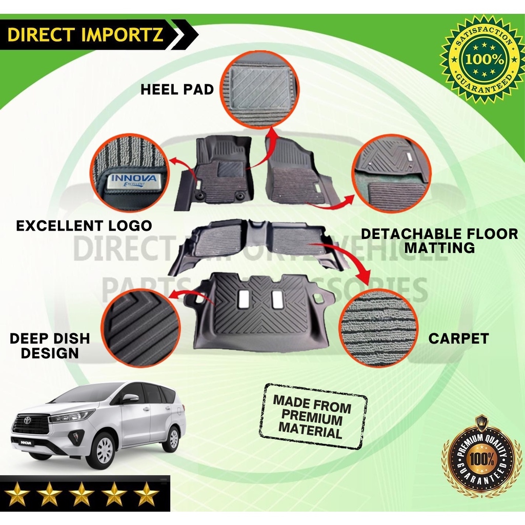 Toyota Innova 2016 to 20223OEM Deep Dish Matting V1 2016 2017 2018 2019 ...