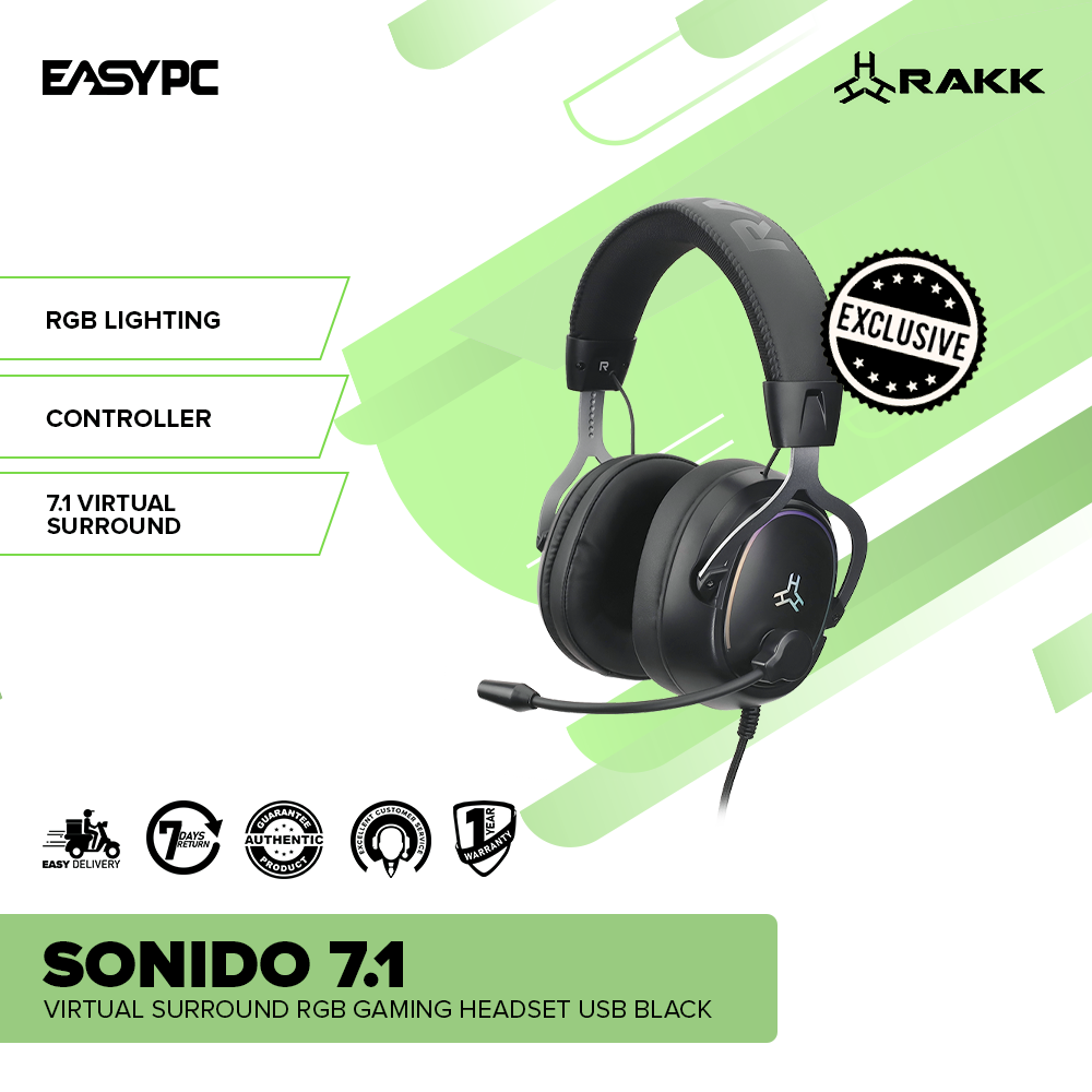 EasyPC | RAKK SONIDO 7.1 Virtual Surround RGB Gaming Headset USB Black ...