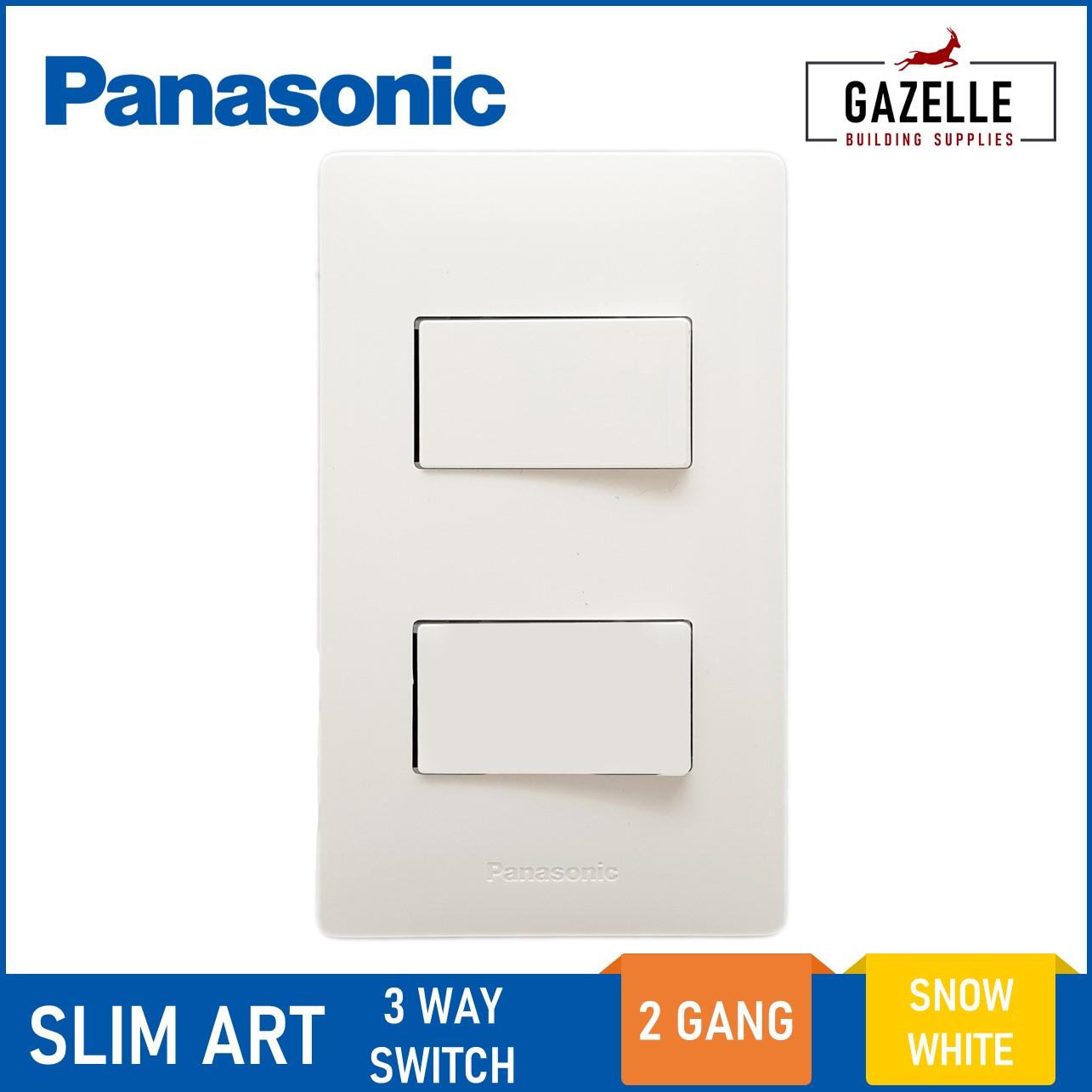 Panasonic Slim Art 3 Way Switch - 2 Gang (Snow White / Metallic Gray ...