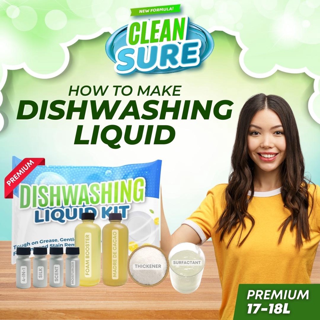 CleanSure Dishwashing Liquid Kit 17-18 Liters Yield Complete Set Raw ...