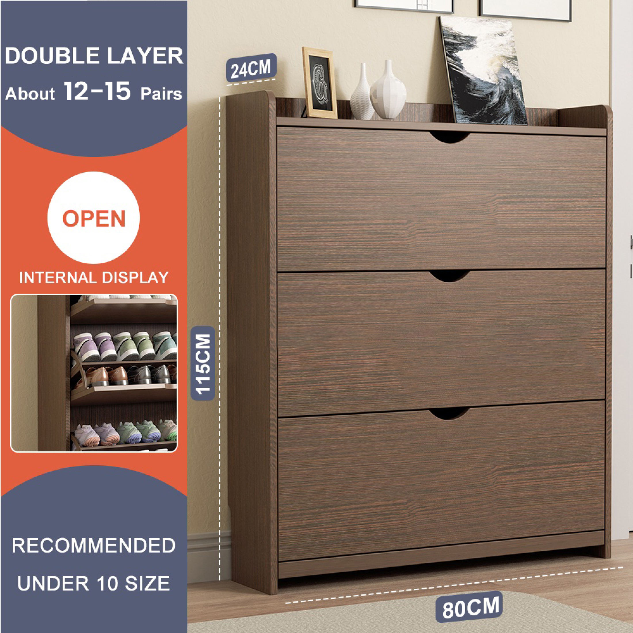 Shoe Cabinet Wooden Shoe Rack Organizer Wood Flip Shoe Cabinet Storage ...