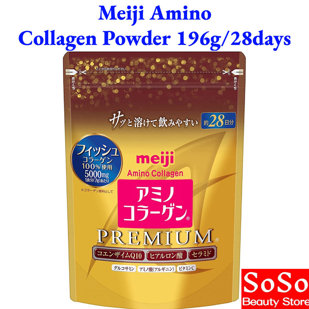 Meiji Amino Collagen Powder Premium beauty food Refill 28 days 196g (gold) Valid until 2025 ...