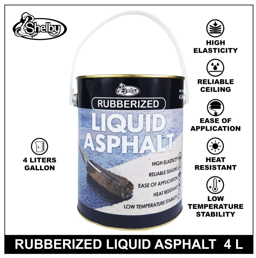 Shelby Rubberized Liquid Asphalt S16 Waterproofing Black 4 Liters ...