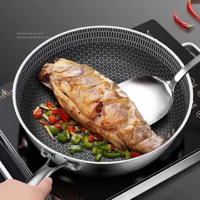 Non Stick Pan Stainless Steel Non Stick Frying Pan Induction Pan Wok Pan Frying Pan 32CM | Lazada PH