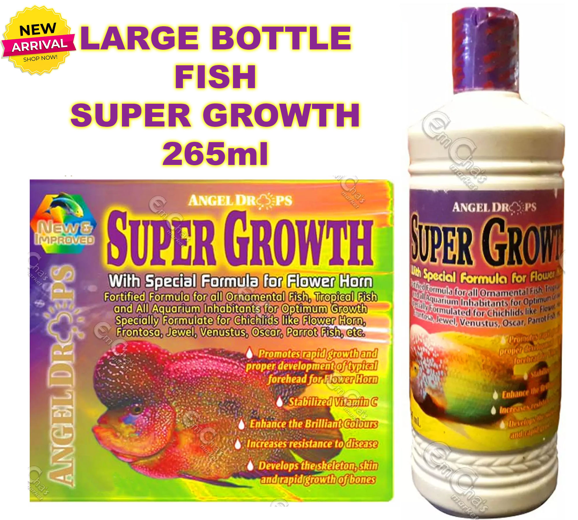 LARGE Sized Angel Drops SUPER GROWTH 265ml (fmed) Fish Growth Grow Fish ...