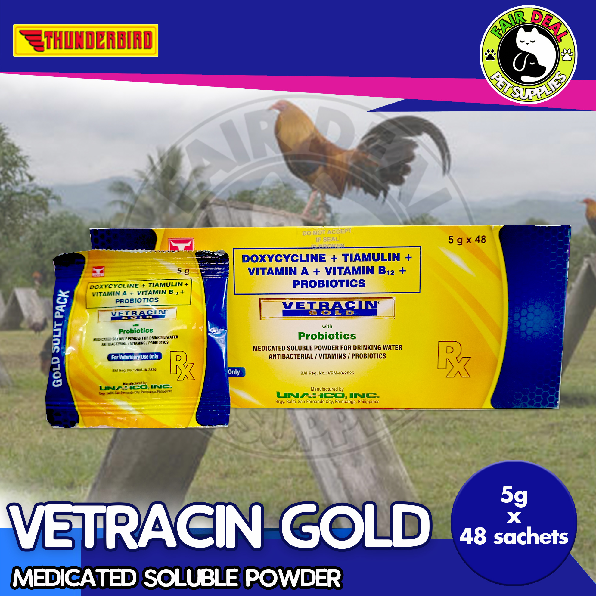 VETRACIN GOLD Medicated Soluble Powder 5g x 48sachets (1 BOX) | Lazada PH