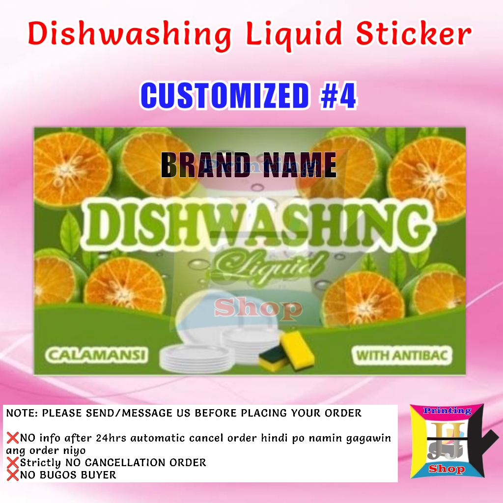 Dishwashing Liquid Sticker CUS#4 WATERPROOF | Lazada PH