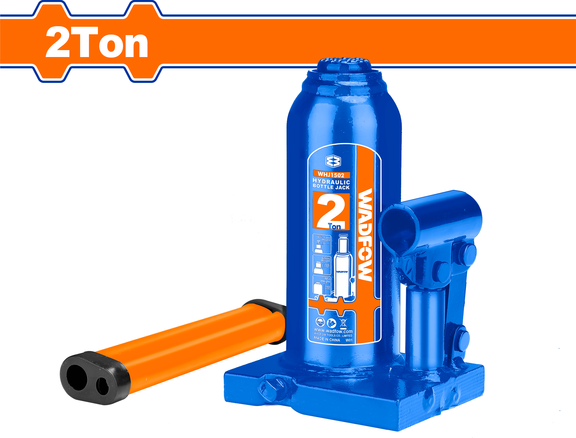 WADFOW 2 TONS Hydraulic Bottle Jack High Quality Jack 2 Ton Welded ...