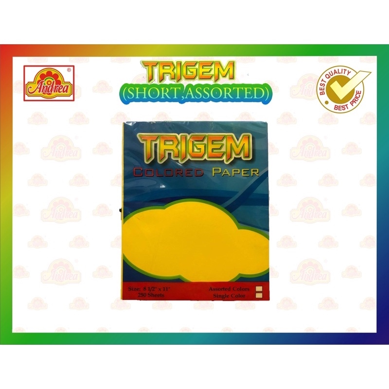 TriGem Colored Paper 250pcs assorted per ream stationery | Lazada PH