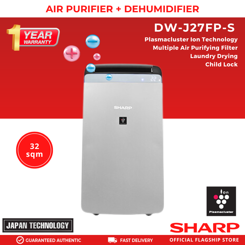 Sharp DW-J27FP-S 32 sqm Air Purifying Dehumidifier with Plasmacluster Ion | Lazada PH