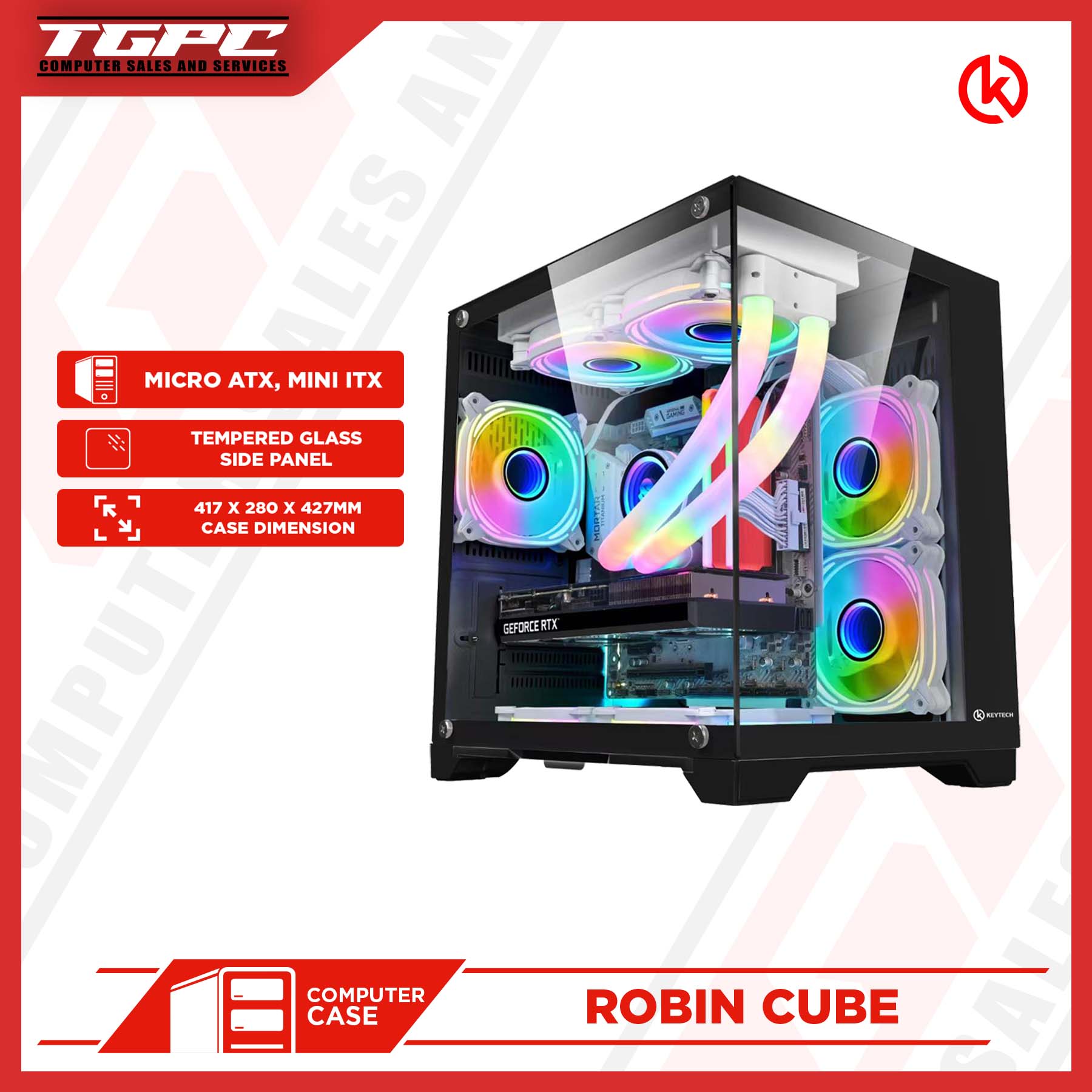 KEYTECH Robin Cube DUAL CHAMBER CASE MICRO ATX MINI ITX Computer Case ...