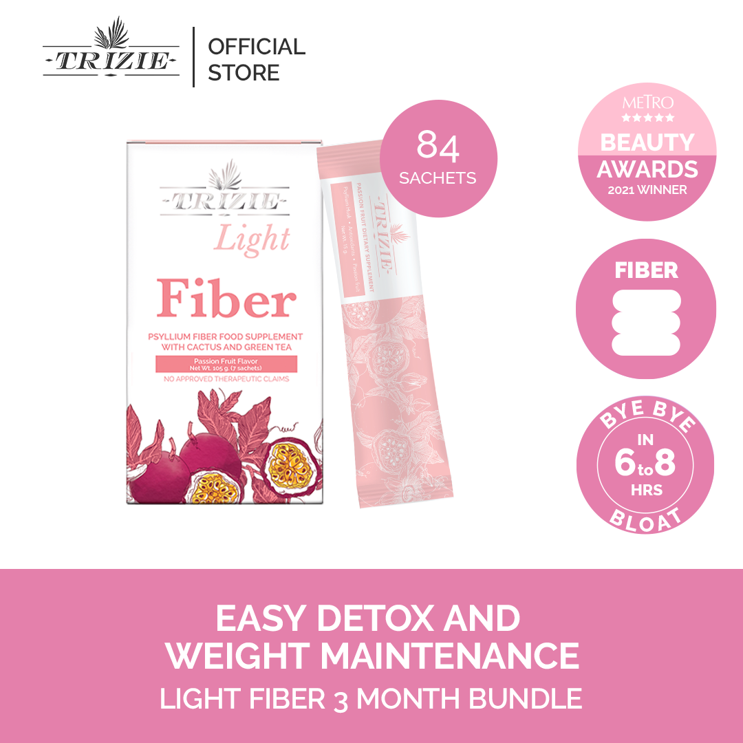 TRIZIE Light Fiber 3 Month Bundle [Psyllium Fiber,Spirulina for Weight ...
