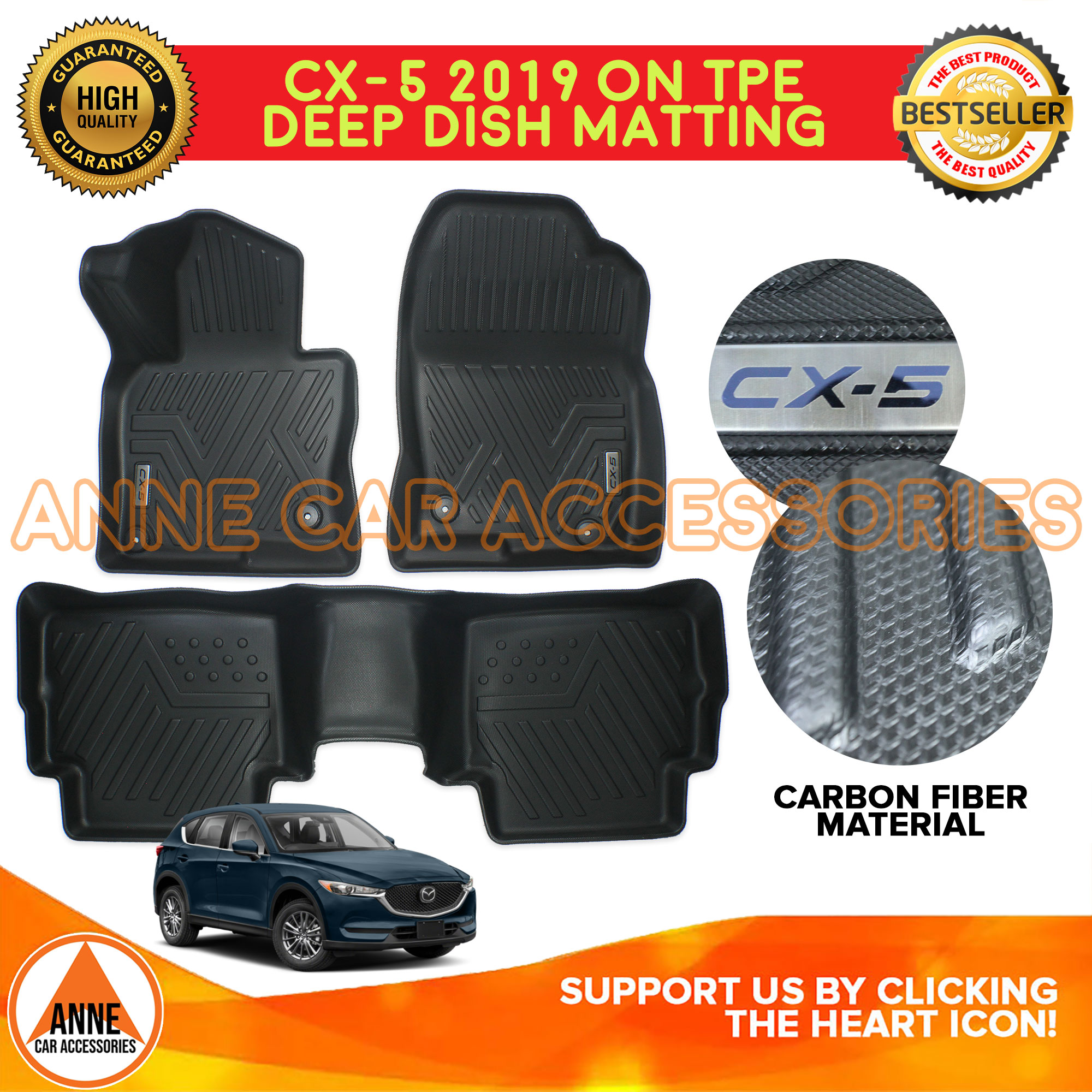 TPE Carbon Fiber Deep Dish for Mazda CX5 2019 2020 2021 2022 2023 Deep ...