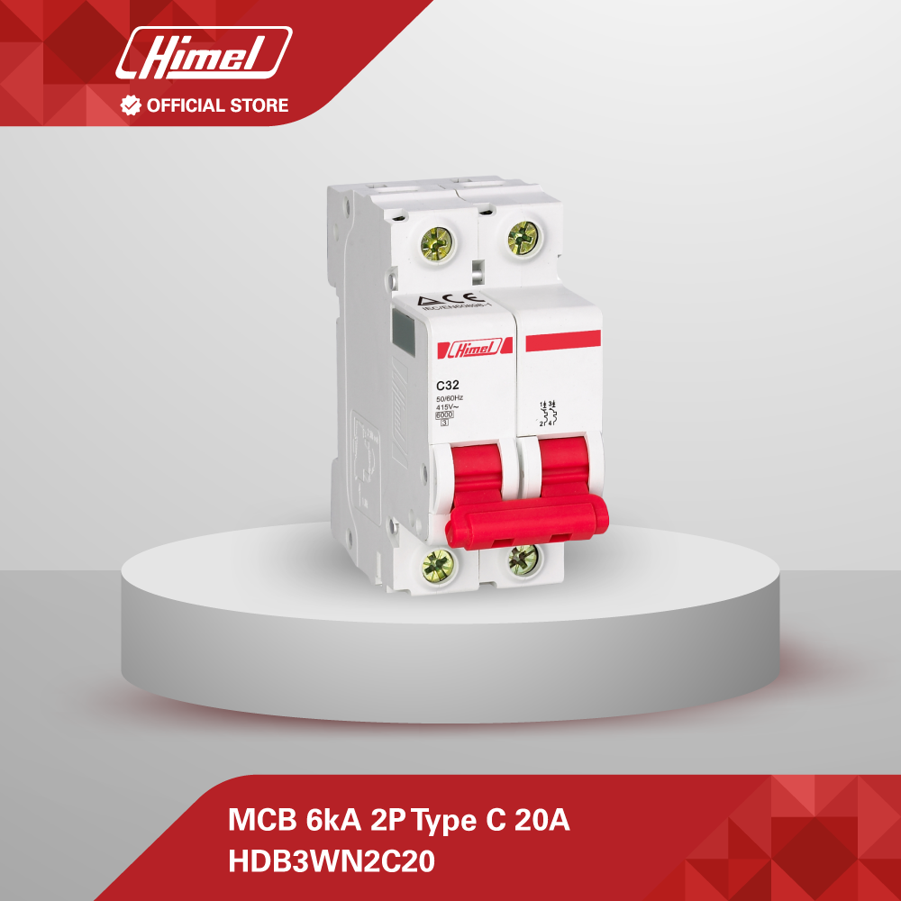 Himel Miniature Circuit Breaker 6kA 2P Type C 20A HDB3WN2C20 | Lazada PH