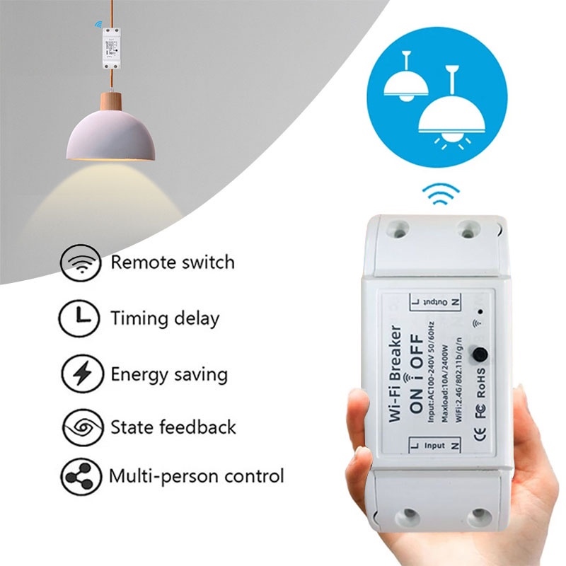 Hot WiFi Smart Switch Wireless Remote Switch Breaker Domotic LED Light ...
