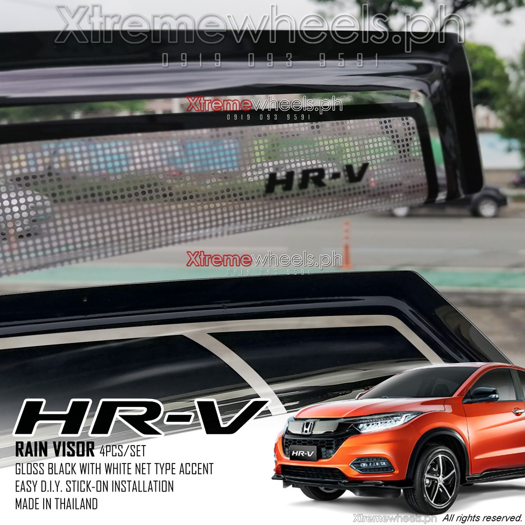Honda hrv 2014-2021 Two Tone Rain Visor Silver Black with hrv Logo ...