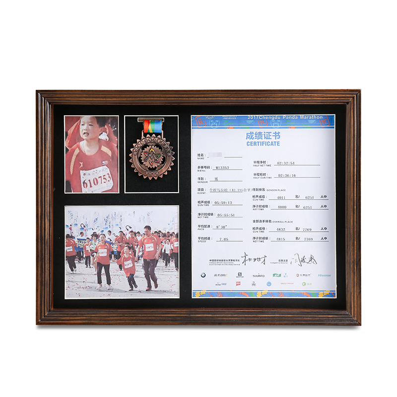 Solid wood box marathon gold medal storage box medal flower badge ...