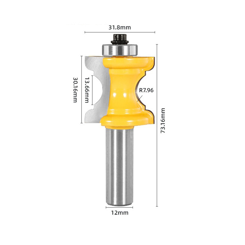 1/2'' 1/4'' Shank Bullnose Router Bit Bead Column Face Molding（6.35mm ...