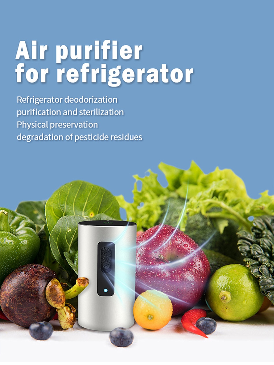 Ozone Generator Ionizer Refrigerator Air Purifier USB Rechargeable ...