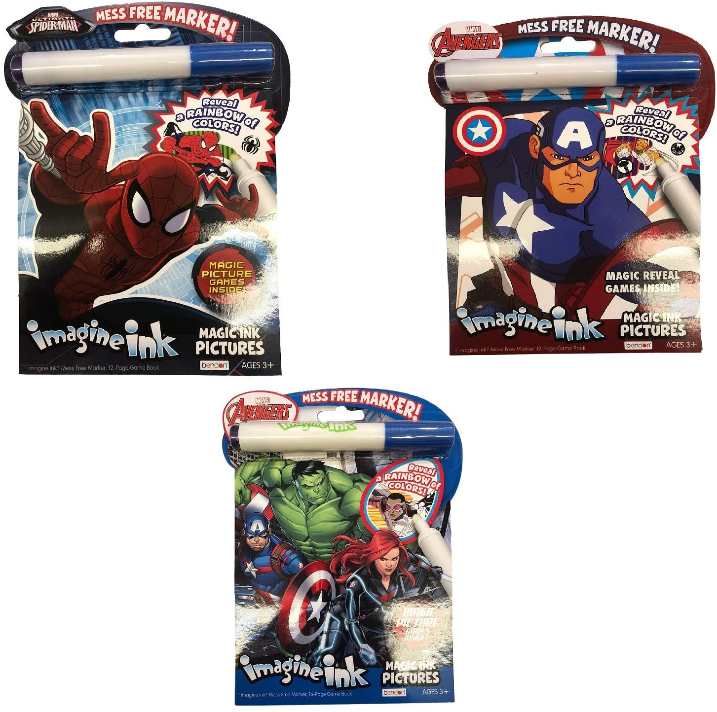 Imagine Ink Coloring Book Set for Superhero Kids - 3 Magic Ink Books ...