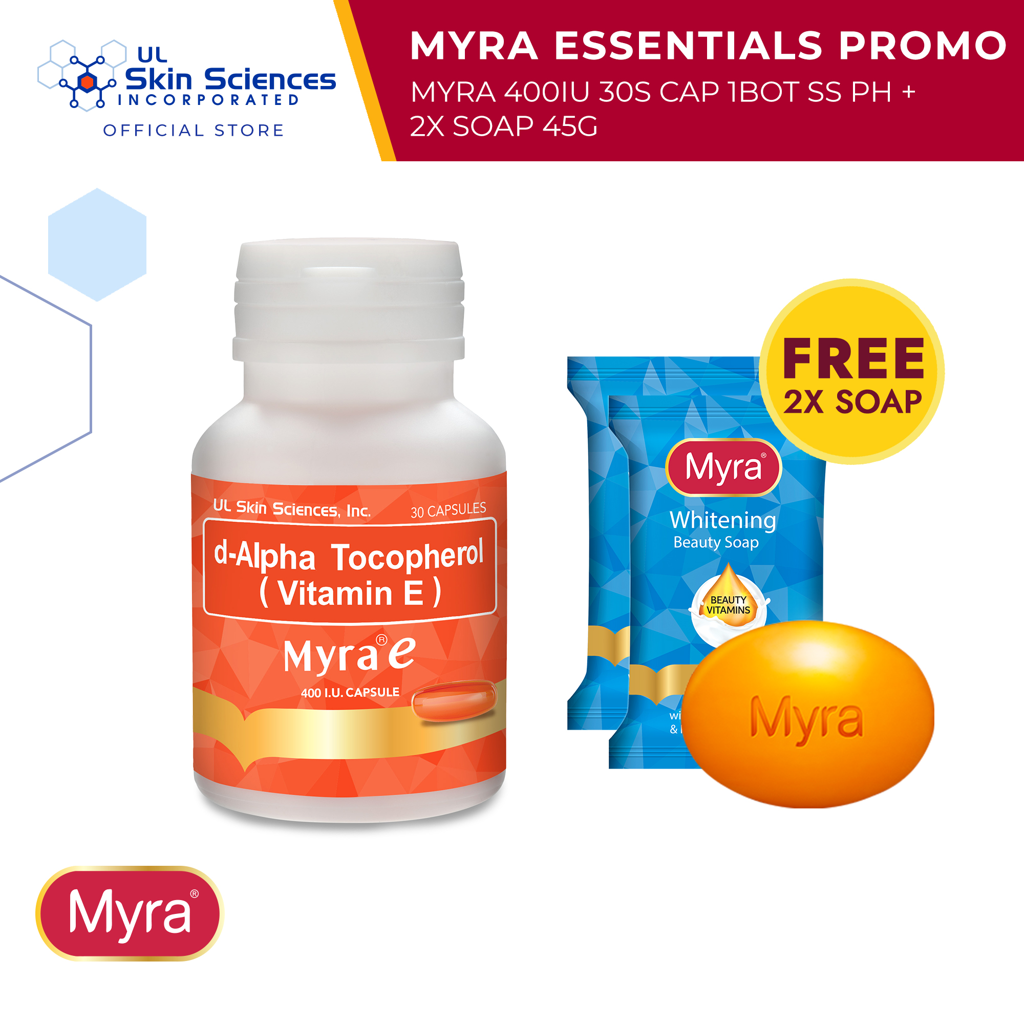Myra E 400IU 30s with FREE 2 Myra 45g Soaps | Lazada PH