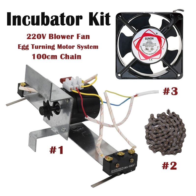 2 in 1 DIY Incubator Kit Blower Cooling Fan 220V/Egg Turning Motor ...