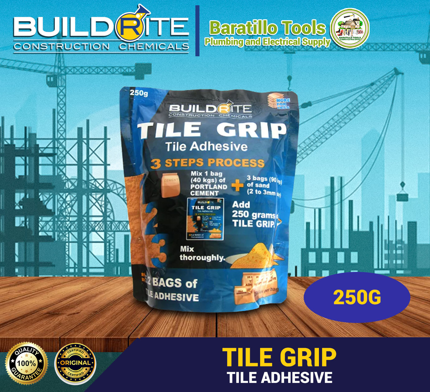 BUILDRITE TILE GRIP - Tile Adhesive Additive 250 GRAMS | Lazada PH