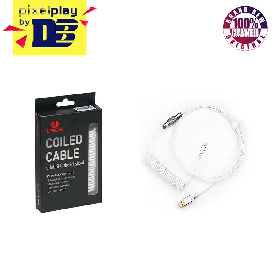 Redragon A115 Coiled USB-C Cable For Gaming Keyboard (White) | Lazada PH