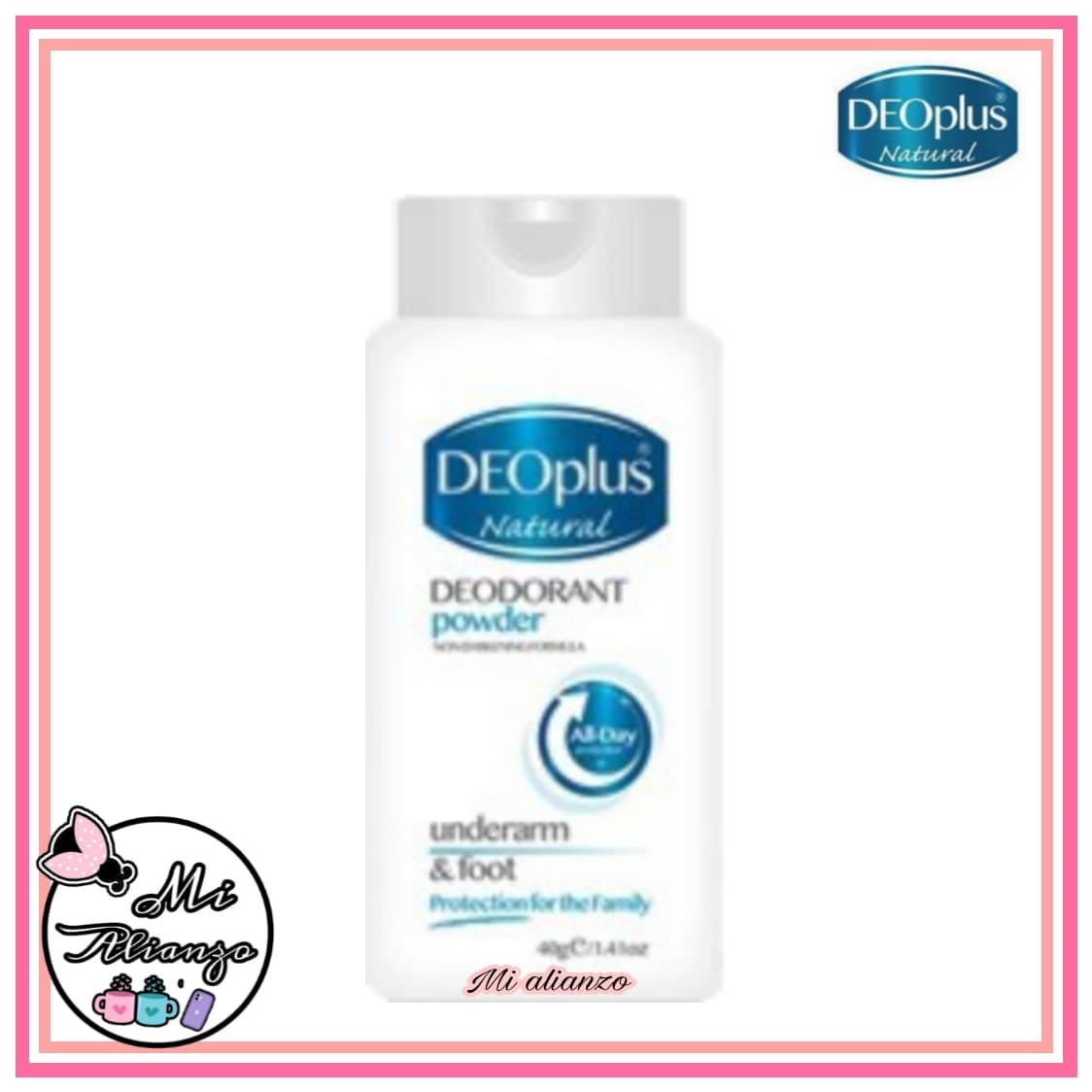 Deoplus Natural Underarm and Foot Deodorant Powder 40g - 80g | Deo plus Pink (SOLD PER PIECE ...