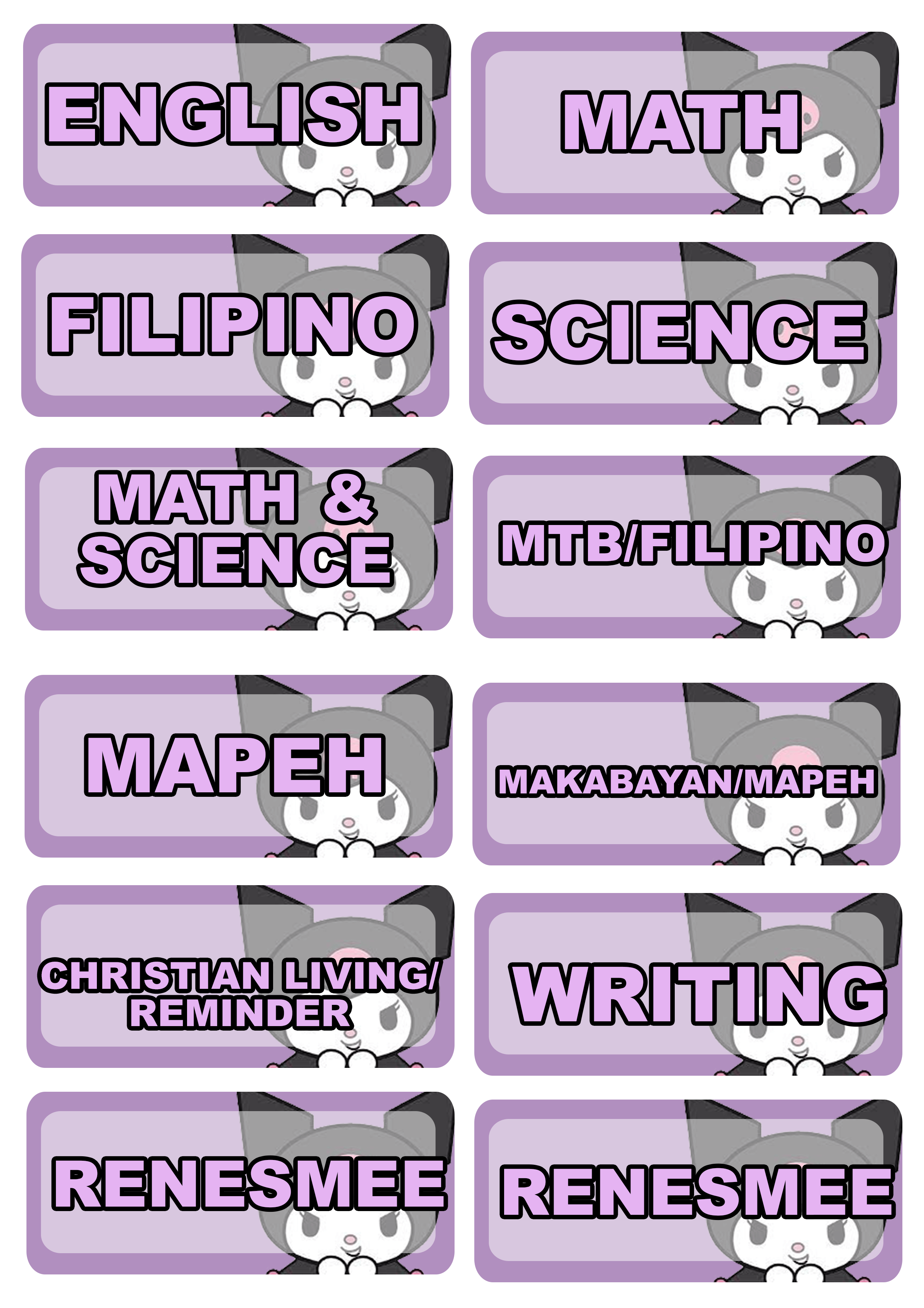 SCHOOL SUBJECTS Sticker Label for Kids | Lazada PH