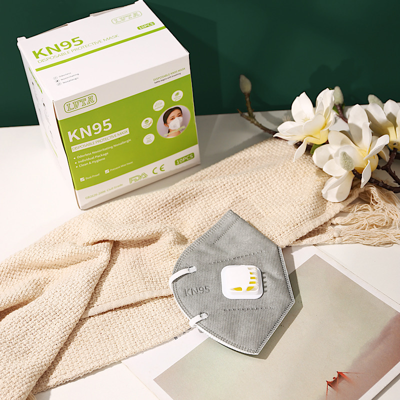 Face Mask KN95 Valve 3D Mask Protection 5-Layers Filtration Mouth Cover ...