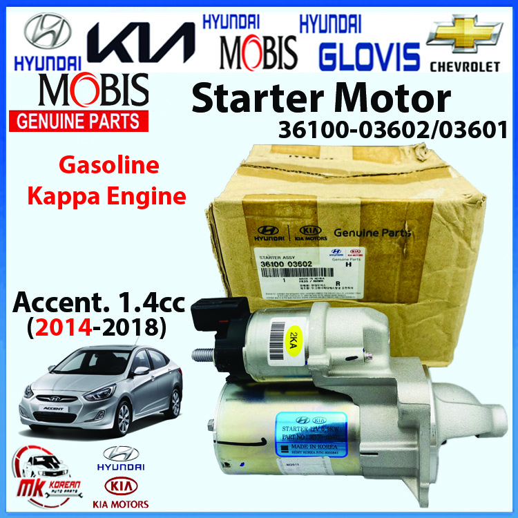 [GENUINE] Starter Motor for Accent(2014-2018). 1.4cc. Gasoline. Kappa ...