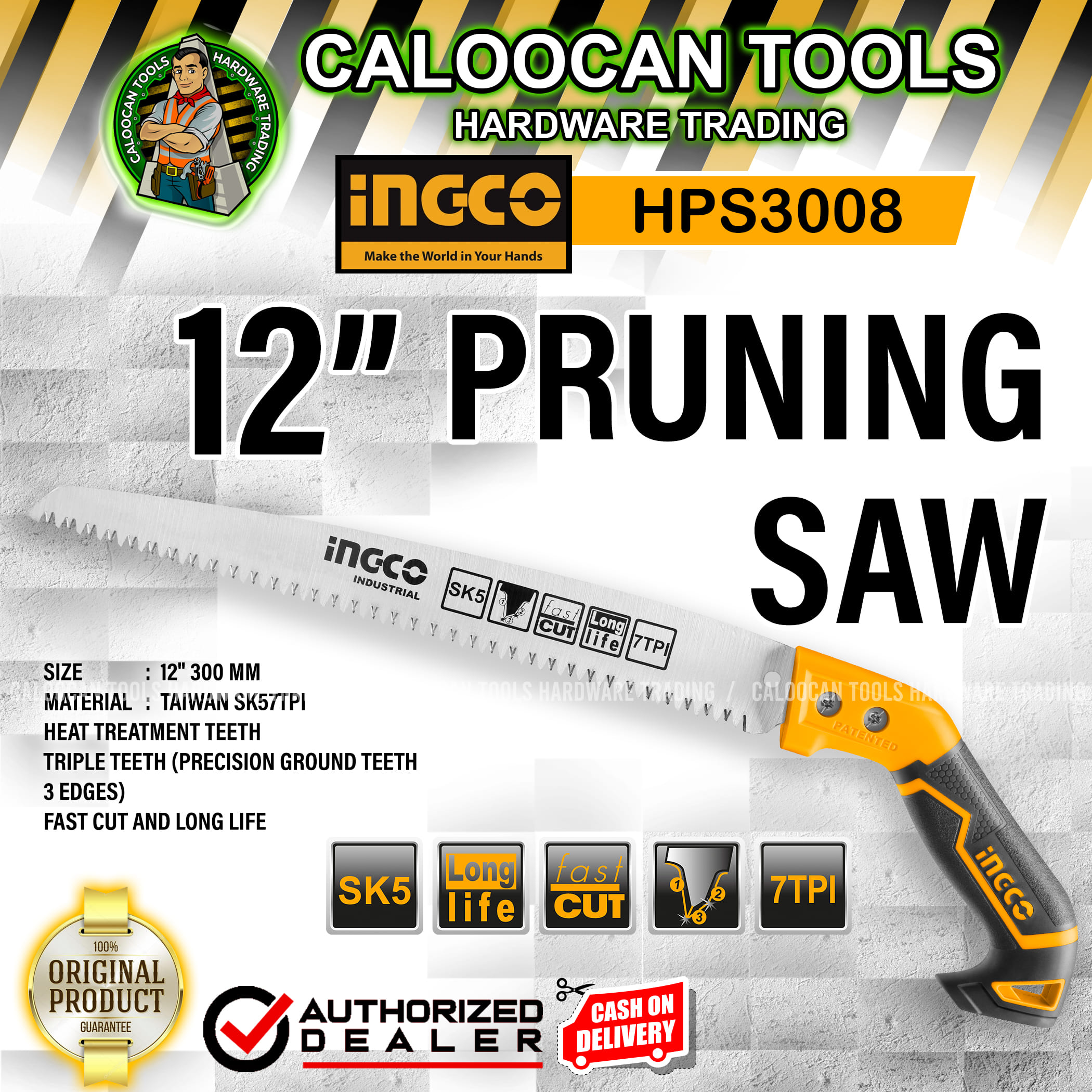 INGCO Curved Pruning Saw - 12" 300mm (HPS3008) CALOOCAN TOOLS HARDWARE ...