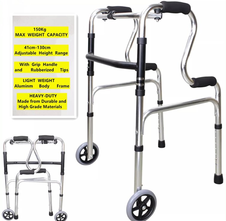 【COD】Adult Walker With Wheels Adjustable Aid Walker Crutch Cane Stick ...