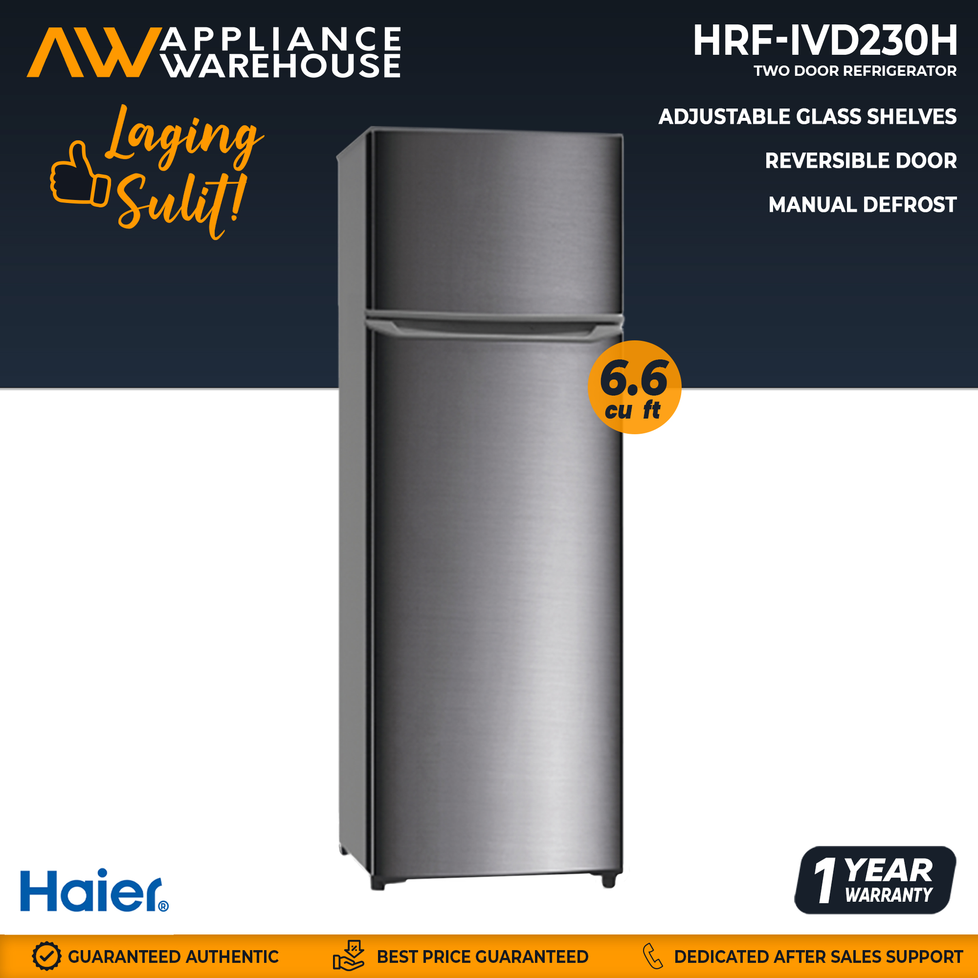 Haier HRF-IVD230H 7.0 cu. ft. Fresh Cooling Inverter Two Door ...