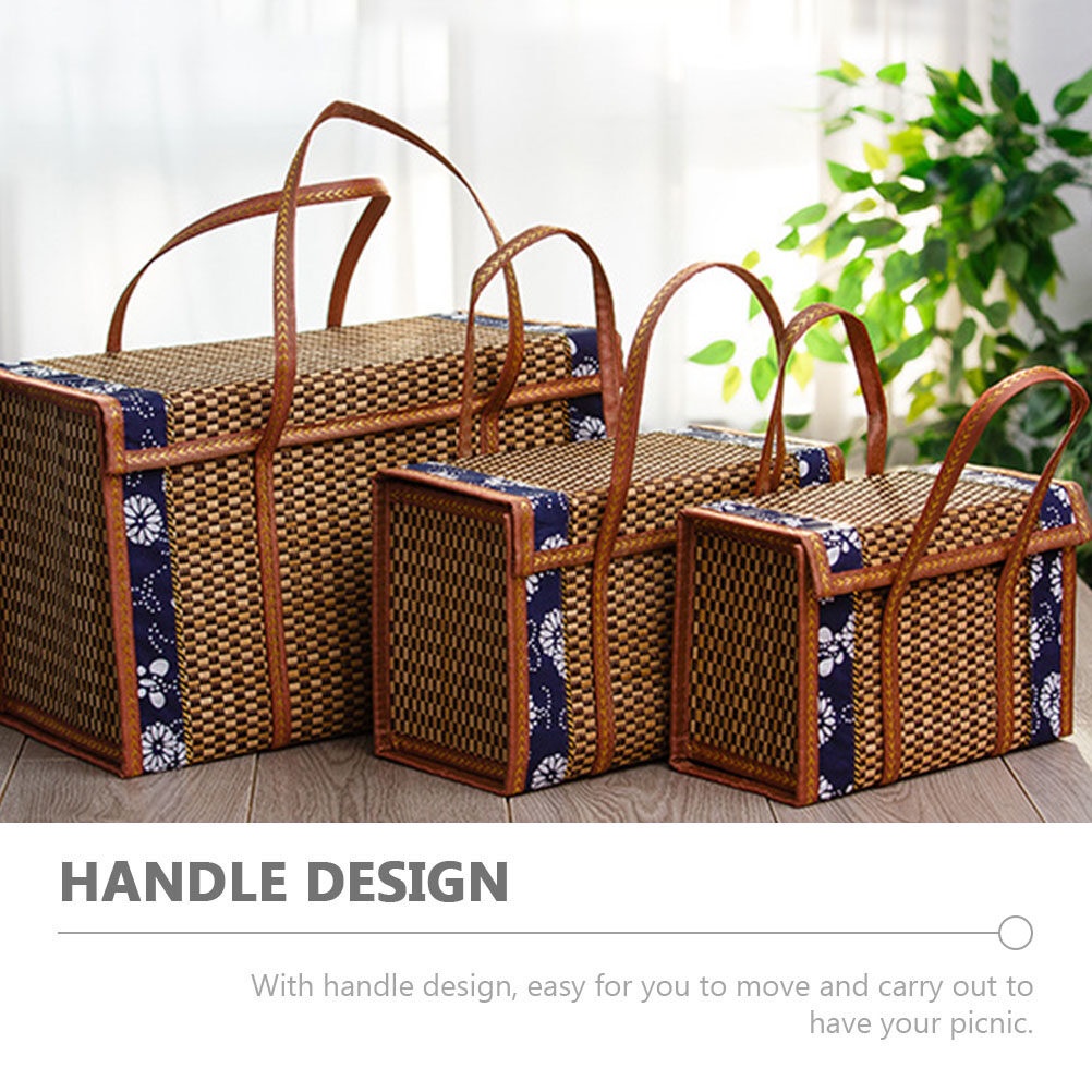 Bamboo basket fruit basket Foldable storage bamboo basket portable ...