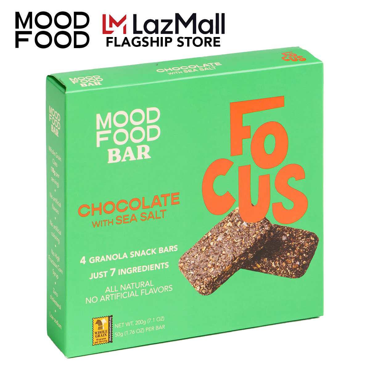 MOOD FOOD BAR FOCUS Chocolate with Sea salt (4 granola snack bars ...
