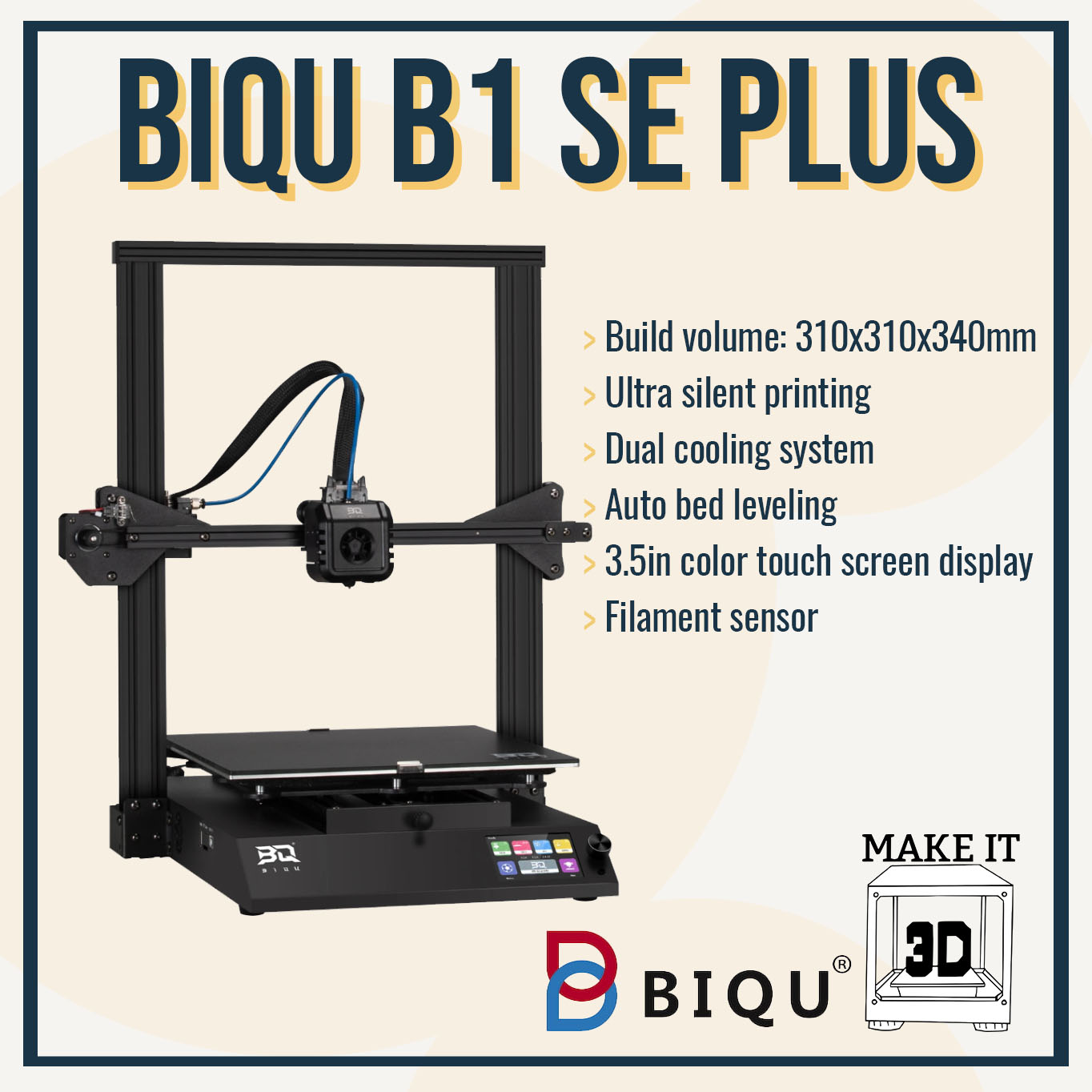 Biqu B1 SE Plus - large FDM 3D Printer 310x310x340mm - Beginner ...