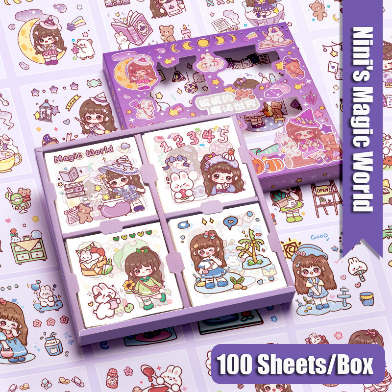 100 Non Repeating Hand Account Stickers Gift Box Constellation Cartoon ...