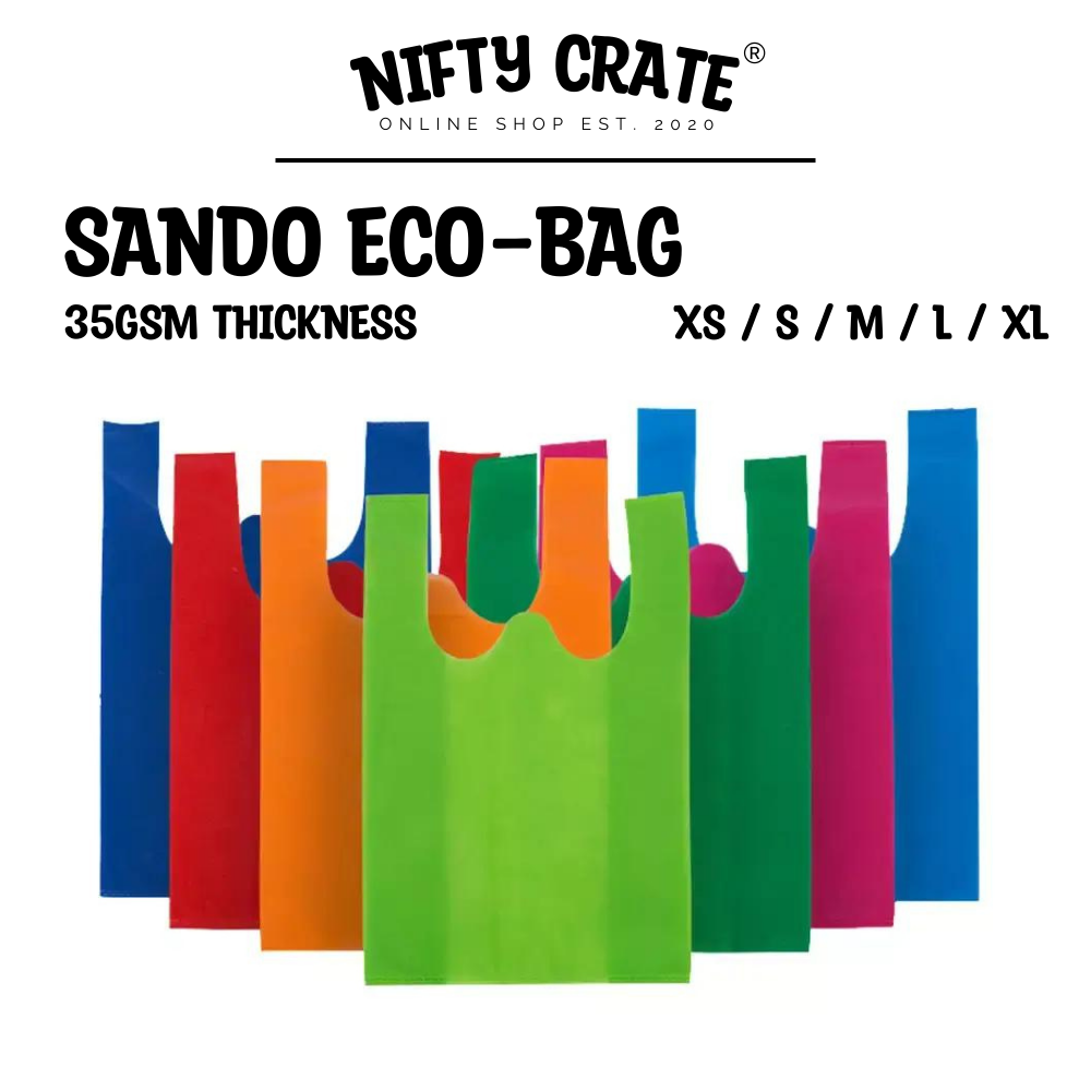 50pcs ECO BAG SANDO/ 35gsm thickness random color Environment Eco ...