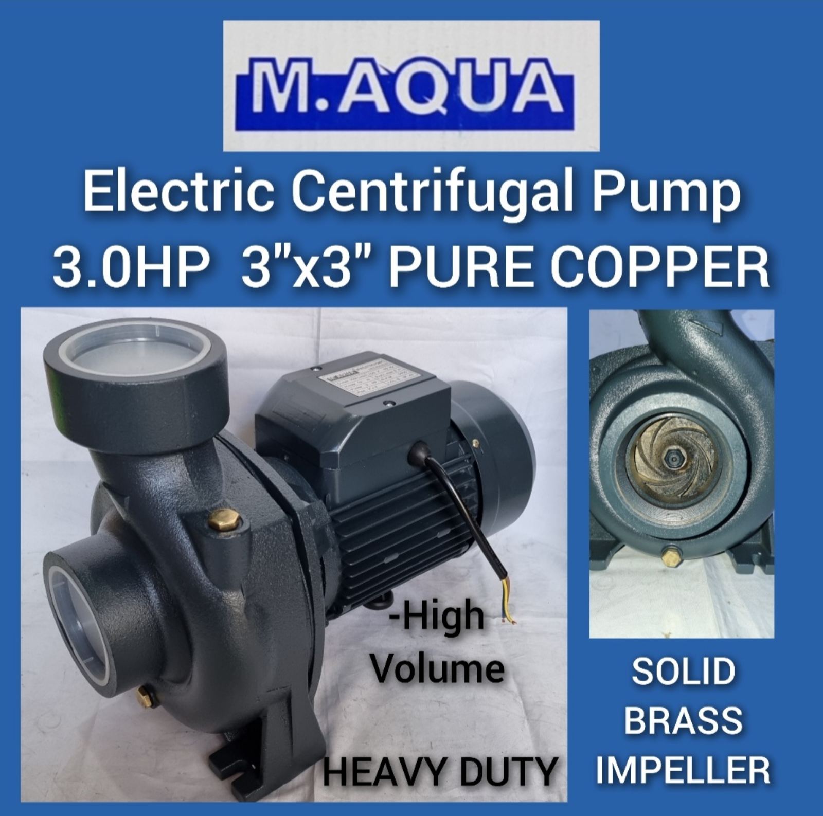 M.AQUA Electric Water Pump Centrifugal Pump HIGH VOLUME Pump 3.0HP 3"x3 ...